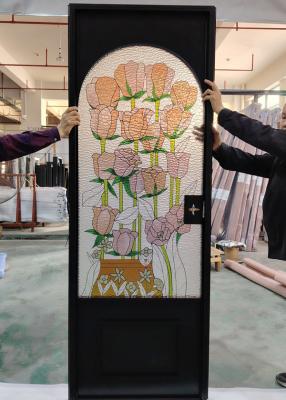 China French Aluminum Hinged Bathroom Doors with Stained Glass for sale