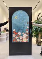 China French-Style Aluminum Sliding Doors with Custom Painted Rabbit and Garden Glass for sale