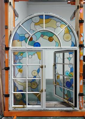 China French style broken bridge aluminum window with painted glass for sale