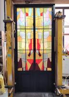 China French Aluminum Folding Partition Doors with Custom Stained Glass for sale