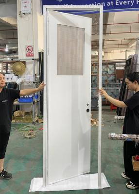 China French-Style Aluminum Alloy Bathroom Door – Matte White Swing Door for sale