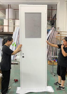 China French-Inspired Aluminum Alloy Bathroom Door with 6063-T5 Frame and 8mm Tempered Glass – Moisture Resistant White Swing Door for sale