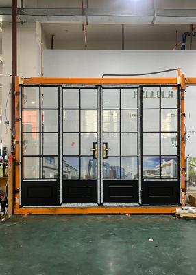 China Australian Standard French Retro Grill Thermal Break Aluminium Double Entry Door for sale