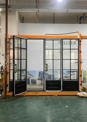 China AS Standard Retro Grill Thermal Break Aluminium Double French Entry Door for sale