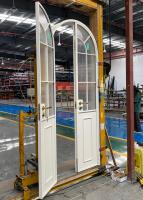 China French Retro White Aluminium Arched Double‑Swing Glass Partition Door, Art Interior Divider for Guesthouse & Club Custom from Source Factory for sale