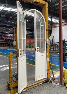 China French Retro White Aluminium Arched Double‑Swing Glass Partition Door, Art Interior Divider for Guesthouse & Club Custom from Source Factory for sale