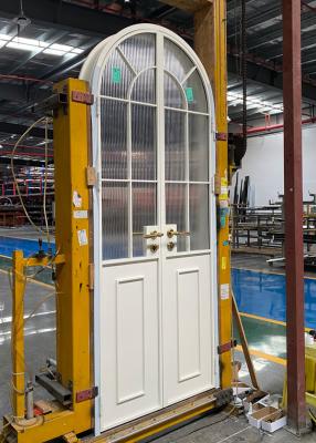 China White Aluminium French Indoor Arched Double Swing Glass Partition Door, Home Space Divider for Study & Dining Room Factory Custom for sale