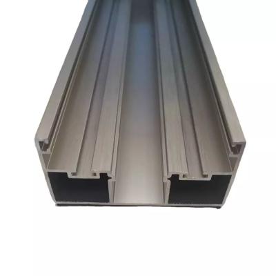 China 6063 T5 Champagne Golden Brush Anodized Aluminum Profiles For Sliding Door Mullion for sale