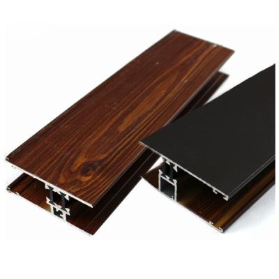 China Dark Brown Imitation Grain Wood Finish Aluminium Profiles For Decoration for sale