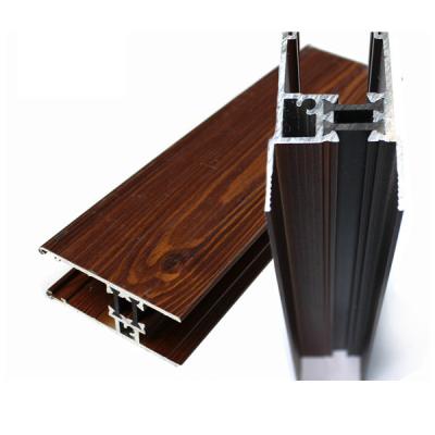 China Brown Rectangle Wood Finish Aluminum Profiles For Construction for sale