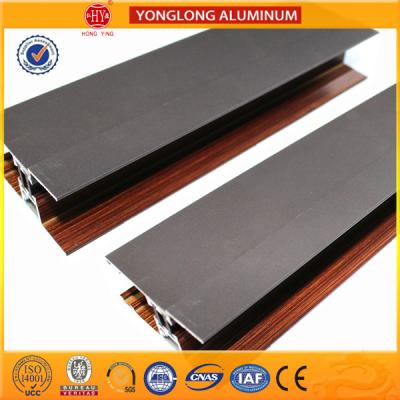 China Wooden Finish Aluminum Extrusion Profiles For Sliding Window Decoration for sale
