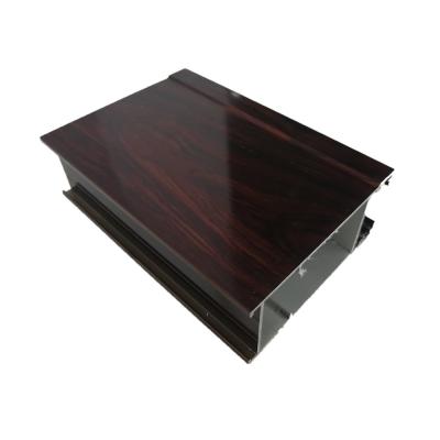 China 6063 Customized High Glossy Wood Finish Aluminium Profiles Aluminium Extrusion For Glass Door And Window for sale