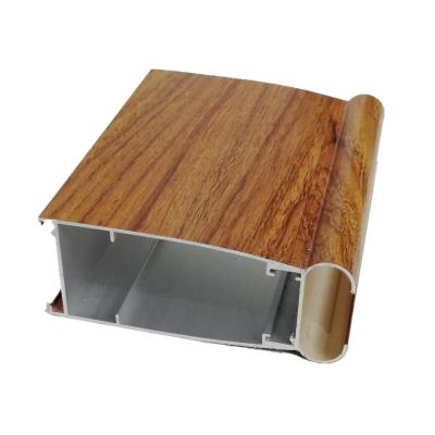 China Elm Wood Grain Transfer Printing T8 Aluminium Door Profiles for sale