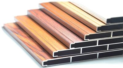 China Wood Grain Sliding Glass T6 Aluminum Window Profiles for sale