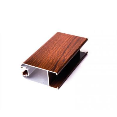 China Heat Transfer Glossy Wood Surface Aluminium Door Profiles for sale