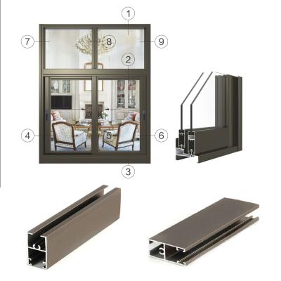 China 6063 Bronze Anodized Sliding Windows Aluminum Profiles Frame for sale