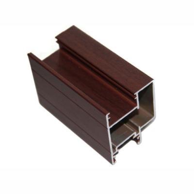 China 6063 Wood Finish Aluminium Profiles Heat Transfer Wood Grain Profiles for sale