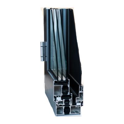 China Black Electrophoretic 6063 Aluminum Window Profiles With Mesh Section for sale