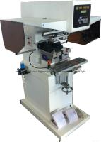 China pad shuttle garment neck label 2-color pad printing machine with laser light for sale