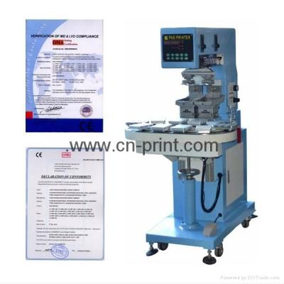 China 2-color neck label pad printing machine pad printer with conveyer for sale
