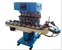 China 6-colors open ink well pad printing machine with flame treatment for bottle caps for sale