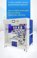 China Ironing four color servo rotary shuttle pad printing machine for sale