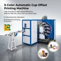 China Automatic 5 Color Bubble Tea Cup Printing Machine High Speed Offset for Custom Logo Plastic Paper Cups for sale