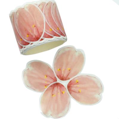 China Gift Box Wrapping 35mm Pink Flower Diy Stickers With Tape for sale