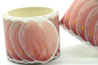 China Gift Box Wrapping 35mm Pink Flower Diy Stickers With Tape for sale