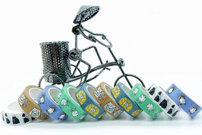 China Custom Stationery Cute Colorful 15mm Cartoon Washi Tape for sale