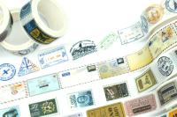 China Tearable Vintage Stamp Printed 7mm Washi Decorative Tape for sale