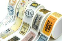 China Tearable Vintage Stamp Printed 7mm Washi Decorative Tape for sale