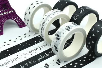 China Black White 65g Masking Washi Tape For Beautification for sale