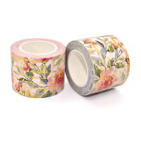 China Flower Printed Decorative Stationery Adhesive Gold Foil Masking Washi Paper Tape for sale
