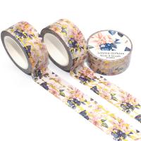 China Flower Printed Decorative Stationery Adhesive Gold Foil Masking Washi Paper Tape for sale
