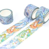 China Washi Tape Custom Printed Blue Japanese Paper Tape Colored Masking Tape for sale