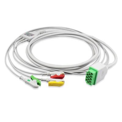 China 3-Lead ECG Cable with 2.4m TPU Cable & 0.9m Leads for GE-Marquette Patient Monitors for sale