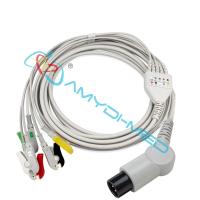 China Round 6P ECG Cable and Leadwires SPACELABS Compatible 5-Lead with 2.4m Cable Length and 0.9m Leads for sale