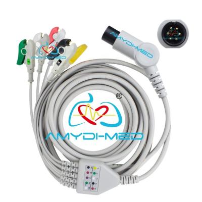 China TPU ECG Cable 3 Meter Round 6P 5 Lead Reusable for Mindray GOLDWAY Medical Devices for sale