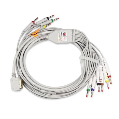 China Kenz PC-109 ECG Cable 15-Pin 10-Lead 2.4m Length for ECG 108/110/1203/1205 Medical Devices for sale