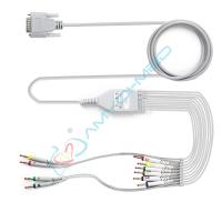 China Gray ECG/EKG Cable 15-Pin Banana Connector with 10 Leads 2.4m Length for Medical Monitoring Devices for sale