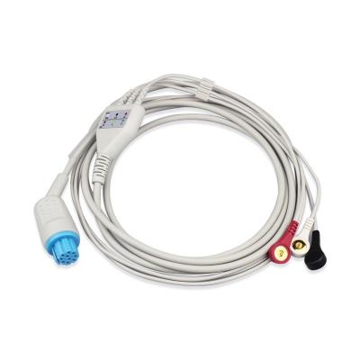 China DATEX NV-10J ECG Cable with 2.4m Length and 0.9m Leads - Medical Grade TPU Material for sale