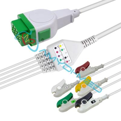 China 11-Pin 5-Lead ECG Cable for GE-MARQUETTE Solar 8000 Dash 1000 - 2.4m TPU Medical Grade with 2-Year Warranty for sale