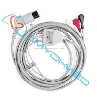 China 6-Pin 5-Lead ECG Cable Compatible GE Medical Grounding Connection Wire Electrode Snaps 2.4M for sale