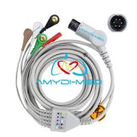 China 6-Pin 5-Lead ECG Cable Compatible GE Medical Grounding Connection Wire Electrode Snaps 2.4M for sale