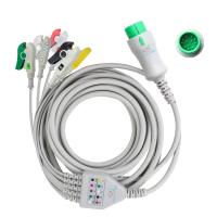 China 12 Pin Mindray T5 T8 5 Lead ECG Cable with Clip Lead Wire 2.4m TPU for sale