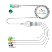 China 12 Pin Mindray T5 T8 5 Lead ECG Cable with Clip Lead Wire 2.4m TPU for sale