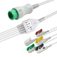China 12 Pin Mindray T5 T8 5 Lead ECG Cable with Clip Lead Wire 2.4m TPU for sale