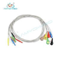 China MEIGAOYI Compatible ECG Cable Din Type 1.35-1.6mm 7 Lead Snap Holter Recorder Lead Wires 0.9M for sale