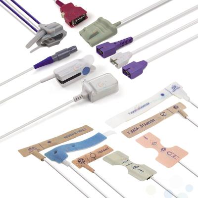 China Reusable SpO2 Sensor Multi-Brand Compatible TPU PVC Pulse Oximeter 3M Cable for Medical Monitoring for sale